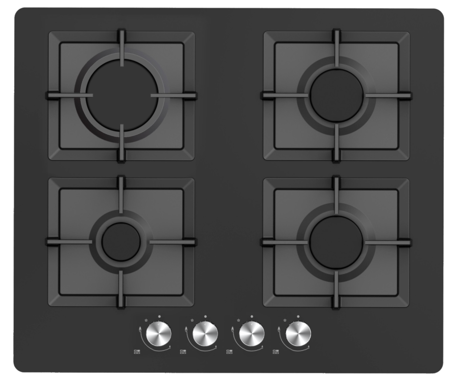 MIDEA 60CM 4 BURNER GAS ON GLASS HOB - Metro Lifestyle