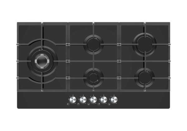 MIDEA 60CM 5 BURNER GAS ON GLASS HOB - Metro Lifestyle